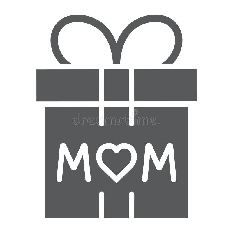 Gift for Mom Glyph Icon, Present and Holiday, Mom Gift Box Sign, Vector ...