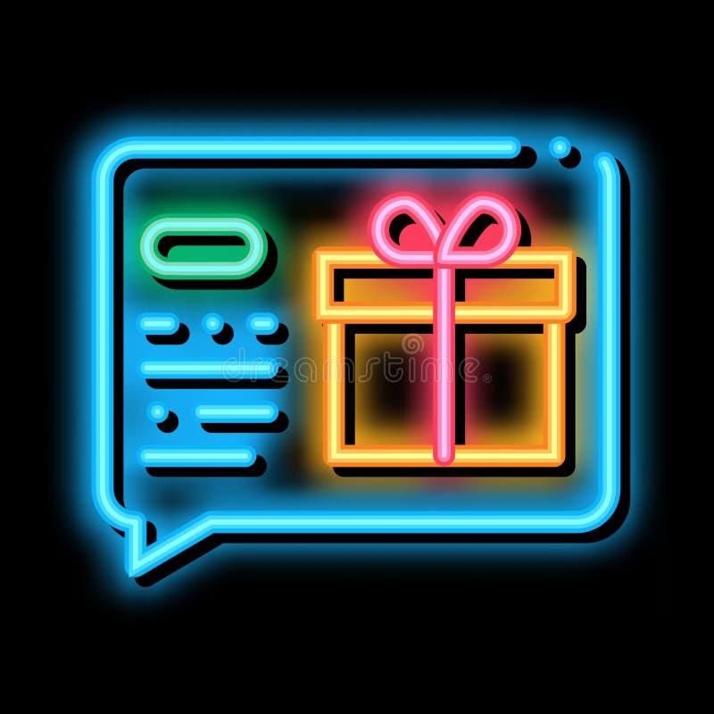 Gift Notification Message Neon Glow Icon Illustration Stock Vector ...