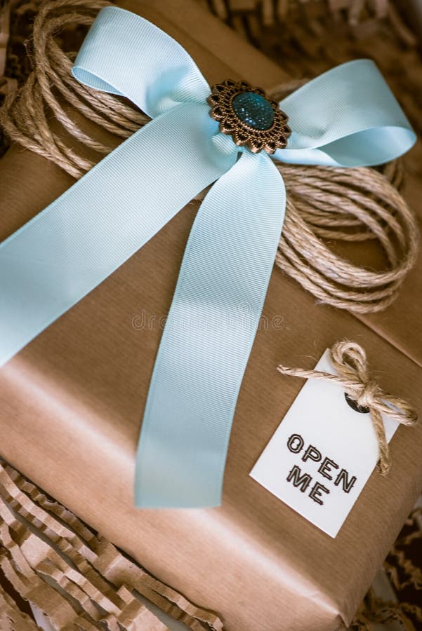 Gift stock image. Image of hands, blue, unpack, open - 67838301