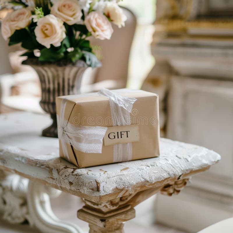 Gift Package Envelope with Gift Text, Placed on a Table for a ...