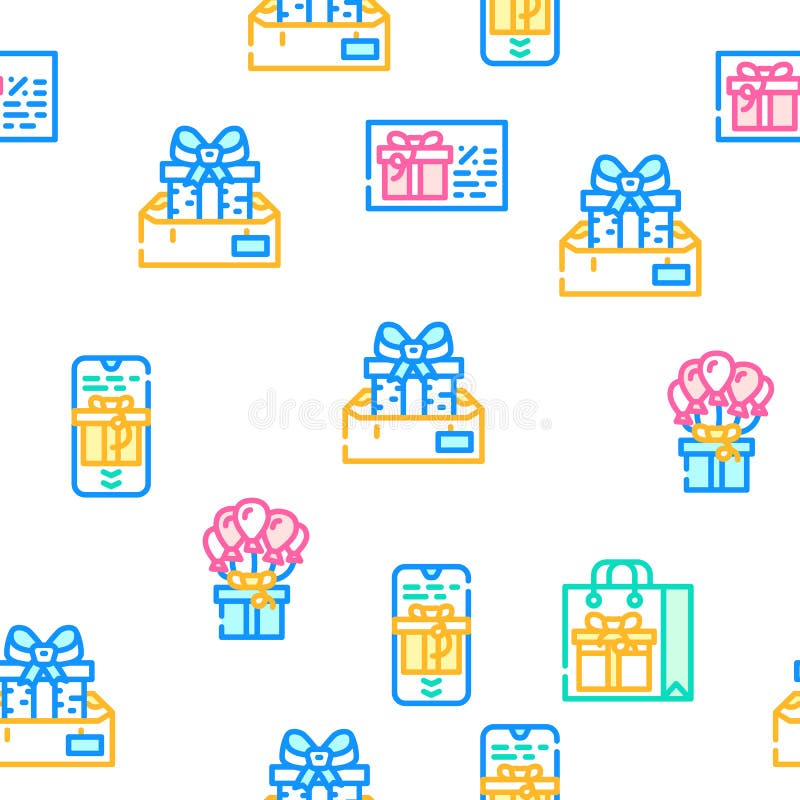 Gift Package Surprise on Holiday Icons Set Vector Stock Vector ...