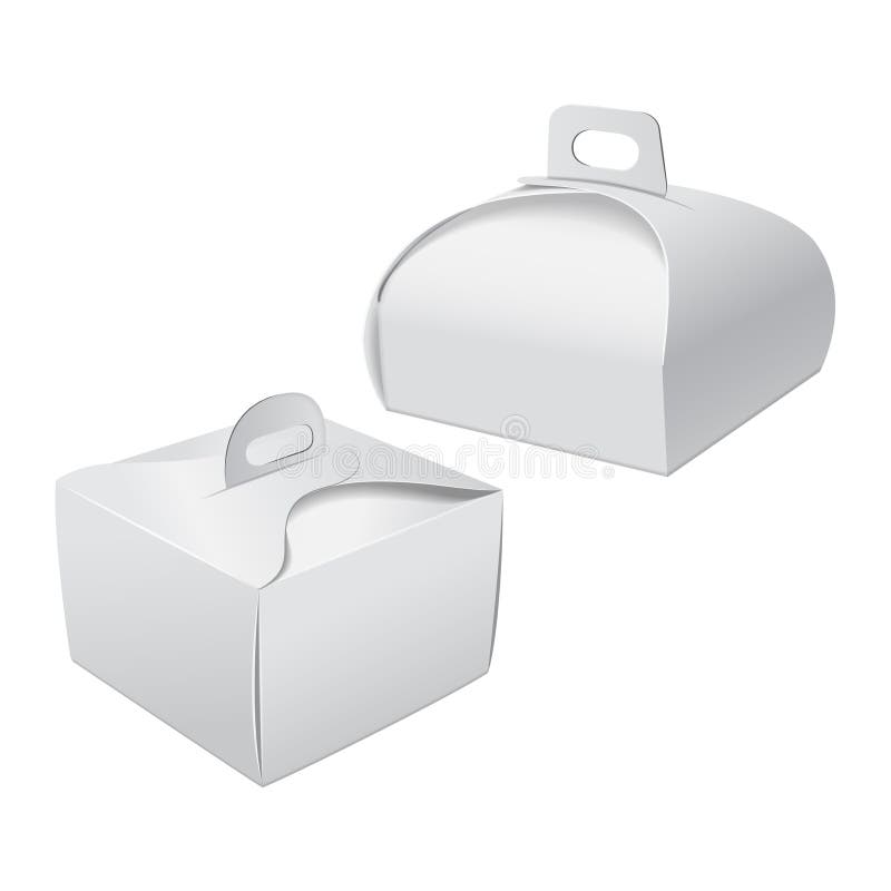 Gift Packaging Box Set with Handle Mockup for Cake. Paperboard ...