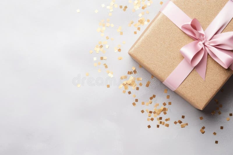 Gift Packed in a Box, Top View, Background, Copy Stock Illustration ...
