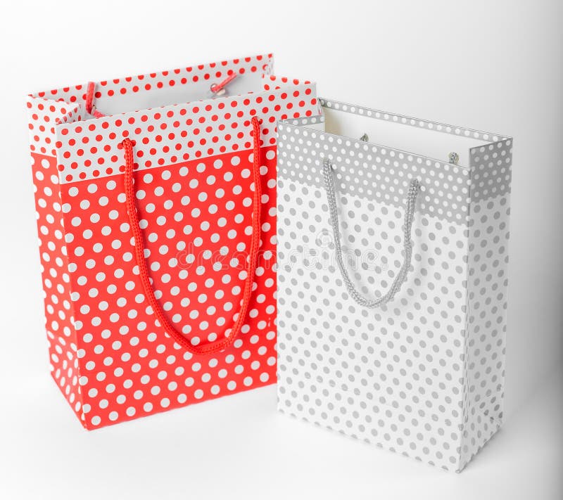 Gift Paper Bags Set Isolated White Background Stock Photo - Image of ...