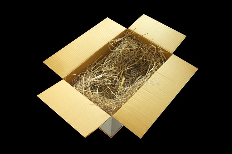 Gift Papper Box with Decorative Straw, Filler, Stock Photo - Image of ...