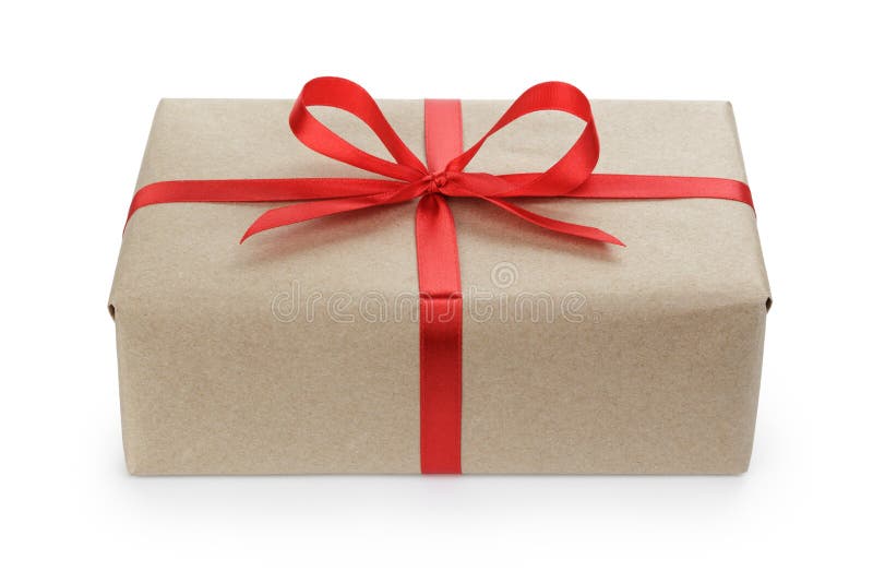 Gift Parcel Box with Ribbon Bow Stock Photo - Image of surprise, wrap ...