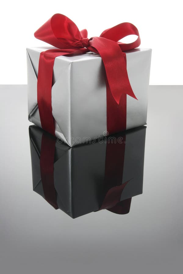Gift Parcel with Red Ribbons Stock Photo - Image of year, birthday: 7317946