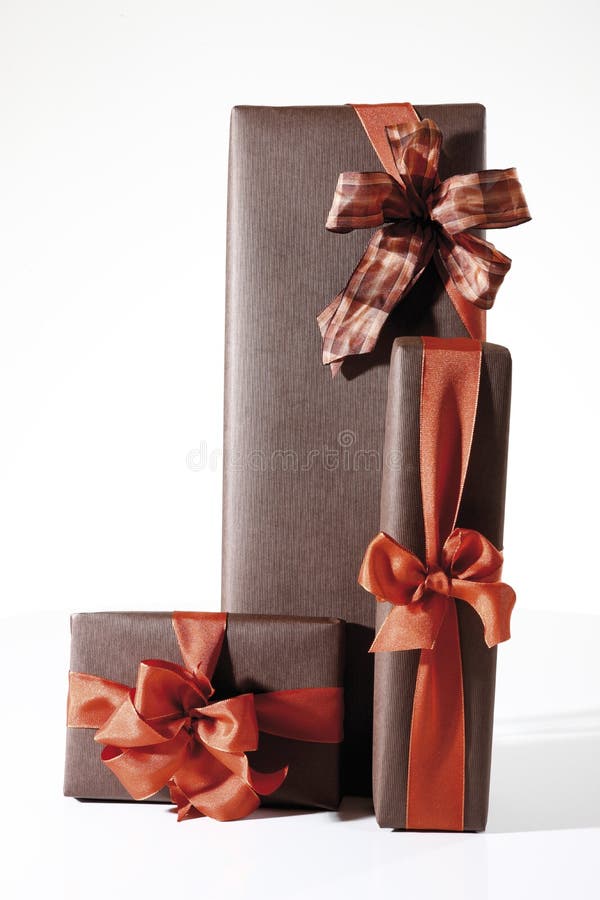 Gift Parcels with Red Ribbon Stock Photo - Image of paper, parcel: 50500260