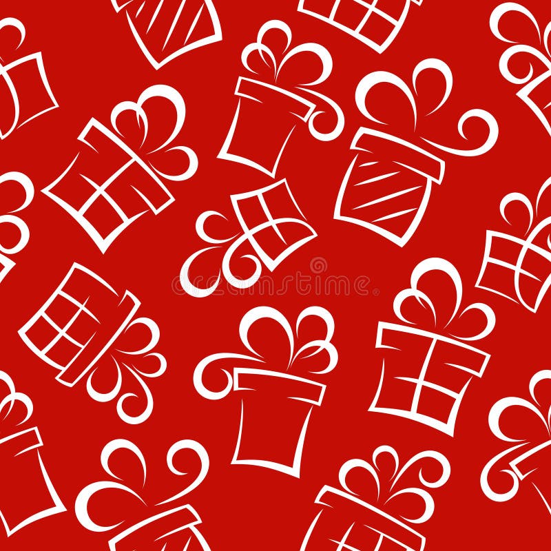 Gift Pattern, Seamless Texture with Hand Drawn Illustrations of Present ...