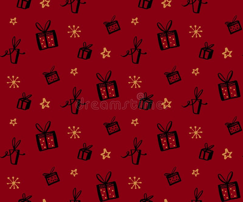 Gift Pattern, Seamless Texture with Hand Drawn Illustrations of Present ...