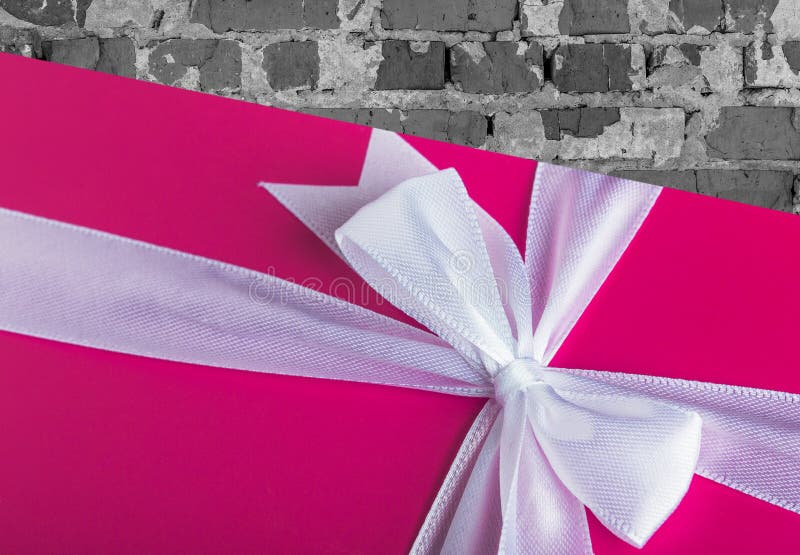 Gift.Pink Big Box with White Bow Stock Image - Image of gift, christmas ...