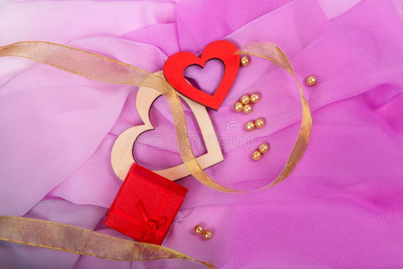 Gift with Pink Ribbon,heart Stock Image - Image of board, fabric: 70926445