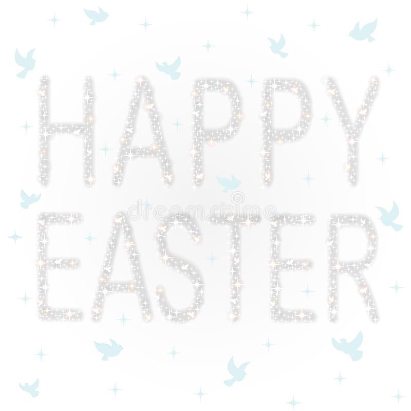 Gift Postcard with Shining Stars and Doves for Happy Easter Day Stock ...