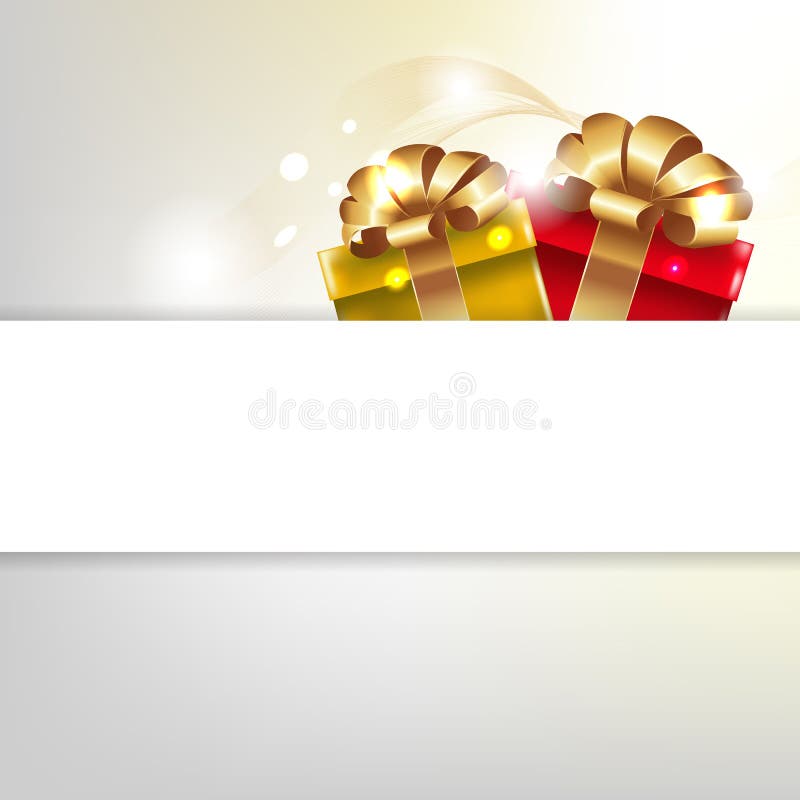 Gift Poster with Box and Gold Ribbons Stock Vector - Illustration of ...