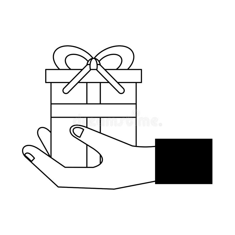 Gift Present Box Package Cartoon in Black and White Stock Vector ...