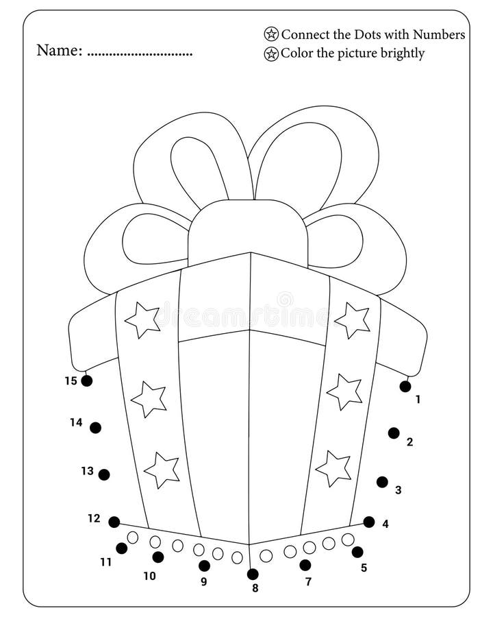 Gift Present Connect the Dots Activity Worksheet for Kids Vector ...