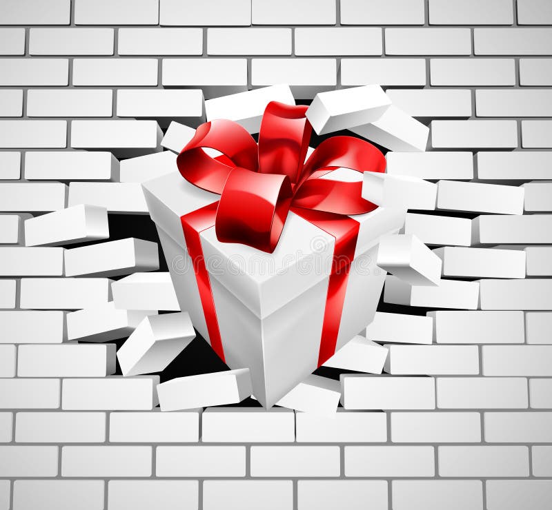 Gift Present Smashing through Wall Stock Vector - Illustration of ...