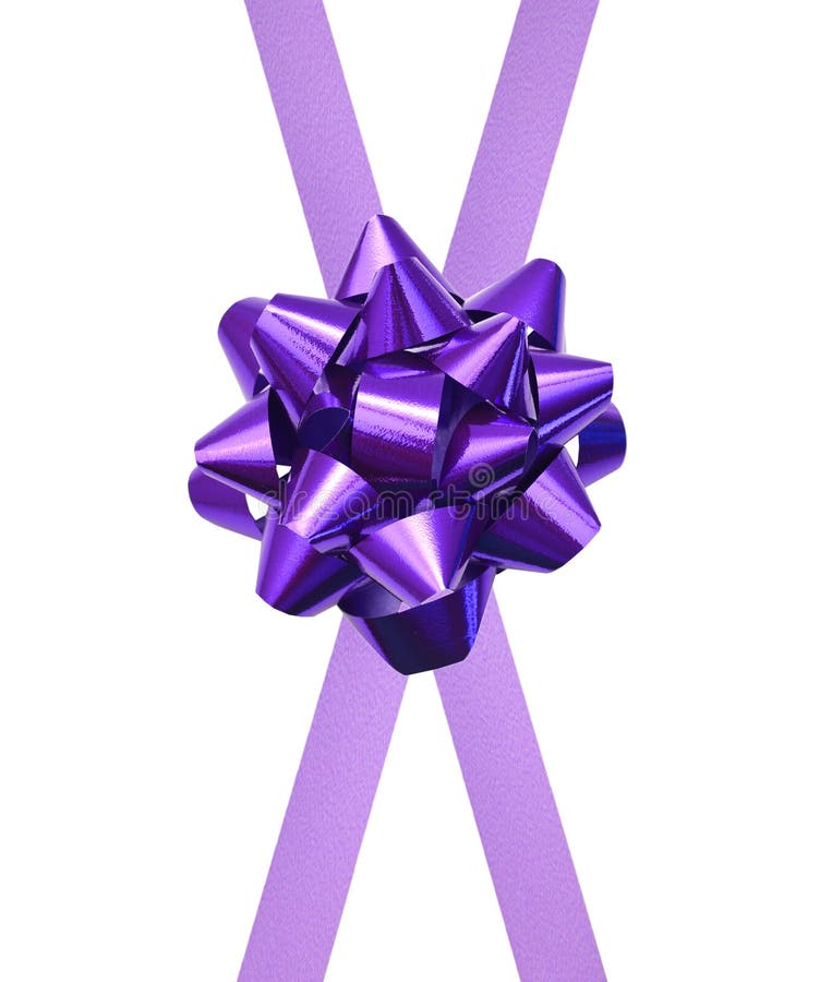 Gift Box with Purple Ribbon Stock Image - Image of give, happy: 28168643
