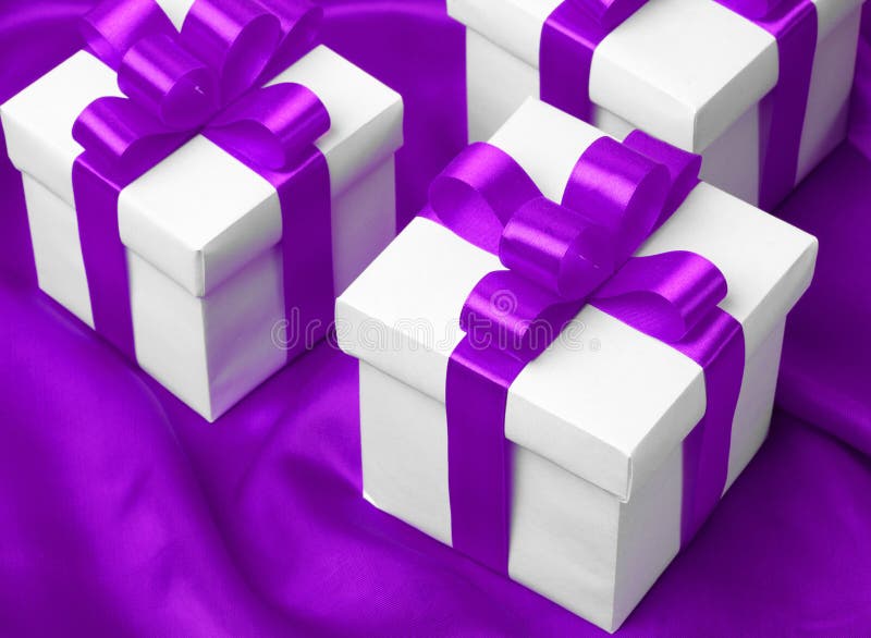 Gift on Purple Satin Background Stock Image - Image of gift, industry ...