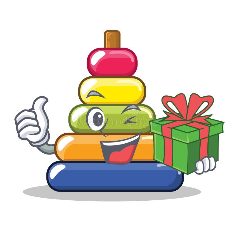 With Gift Pyramid Ring Character Cartoon Stock Vector - Illustration of ...