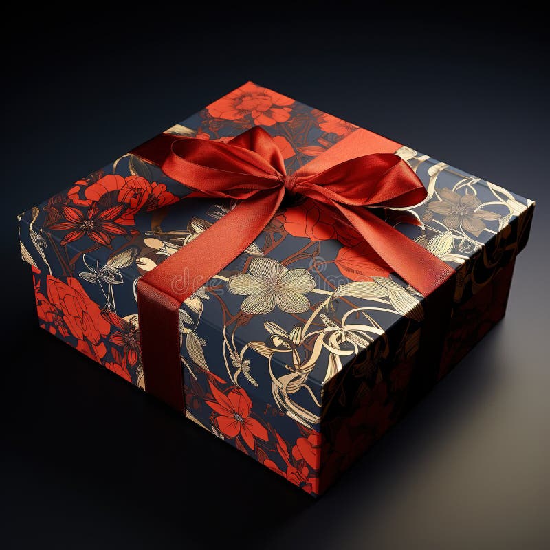 Gift Red and Black Box. Floral Stylish Packaging Design Stock ...