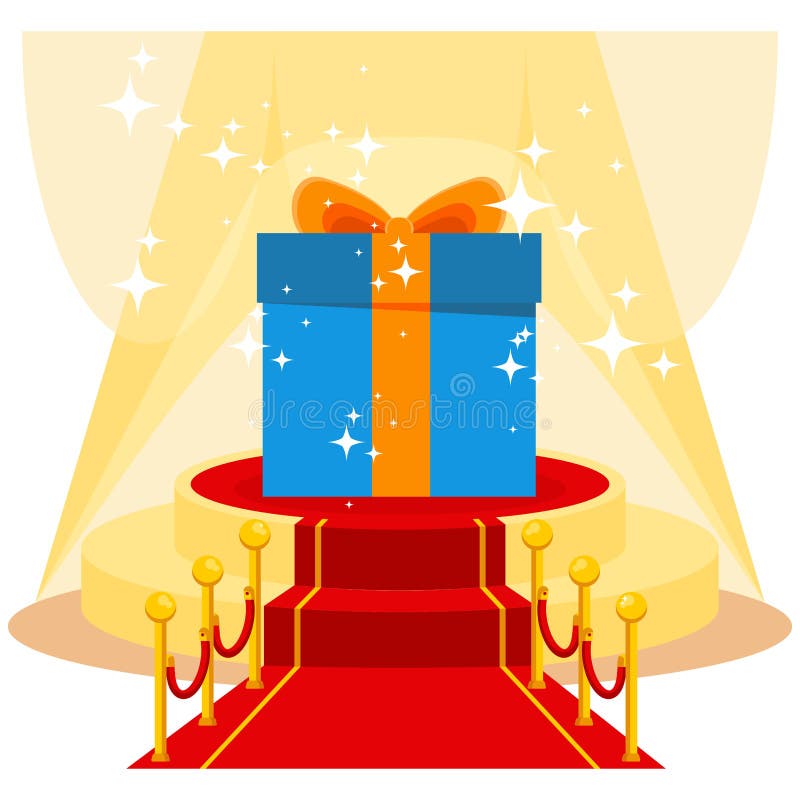 Gift on red carpet stock vector. Illustration of package - 90597838