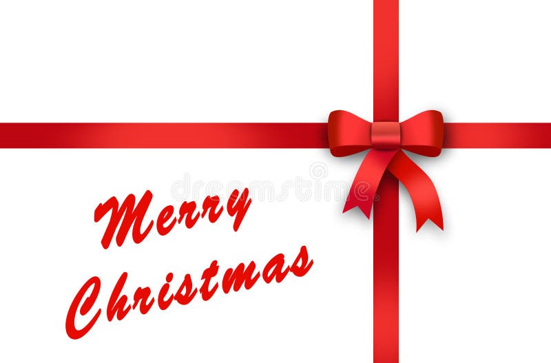 Gift, Red Ribbon, Red Loop, Bow - Merry Christmas Stock Illustration ...