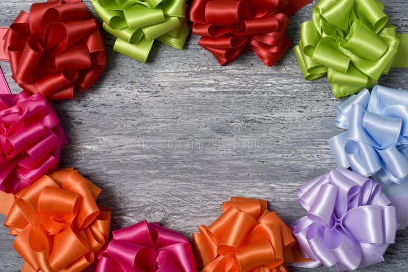 Gift Ribbon Bows Forming a Circular Frame Stock Image - Image of ...