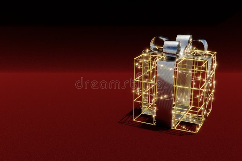 Gift with Ribbon on Red Velvet - 3D Illustration Stock Illustration ...