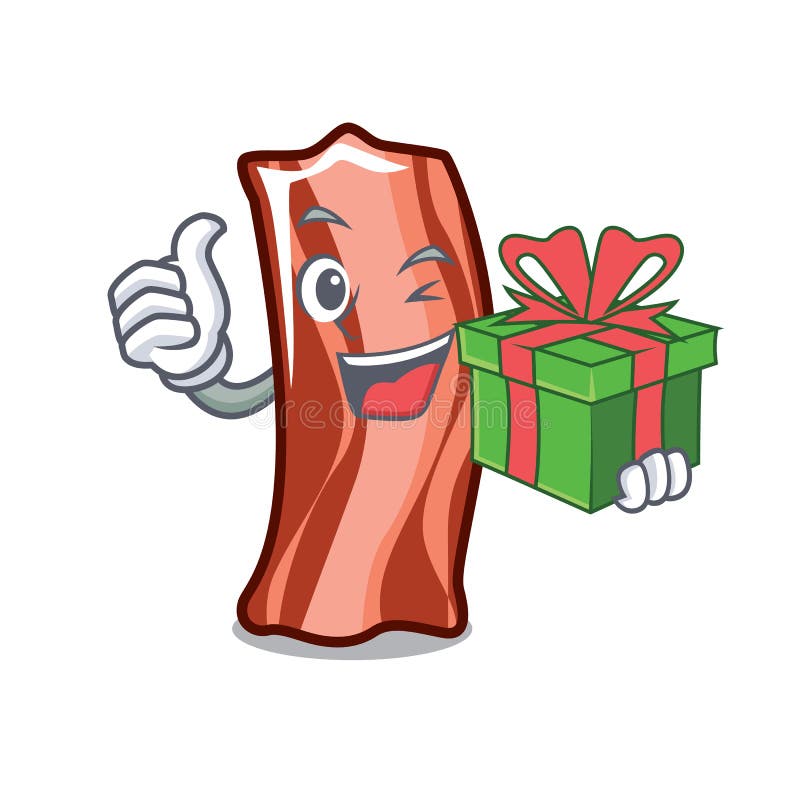 With Gift Ribs Mascot Cartoon Style Stock Vector - Illustration of ...