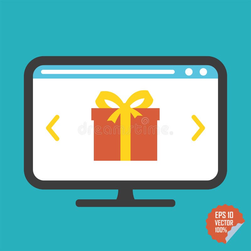 Gift on Screen Flat Icon. Illustration for Website or Mobile ...
