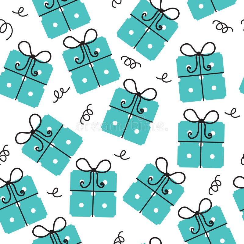 Gift Box Seamless Pattern. Vector Boxes with Gifts and Stars Background ...