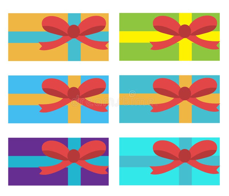 Gift Set. Box Gift Set. Colored Holiday Boxes with Ribbons, Flat Style ...