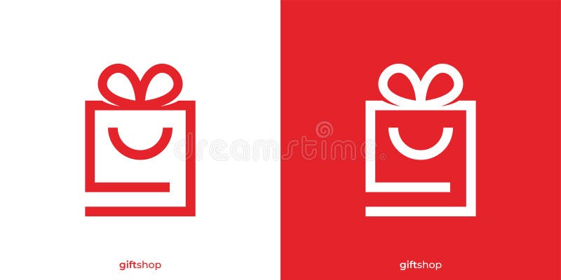 Simple Gift Shop Logo. Shopping Bag and Gift Box Icon Graphic Stock ...