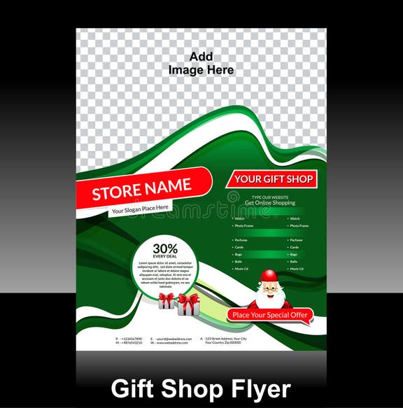 Gift shop flyer Design stock vector. Illustration of document - 35383359
