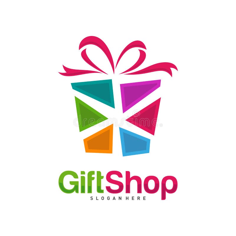 Gift Shop Logo Design Concept Vector, Template, Colorful, Emblem ...