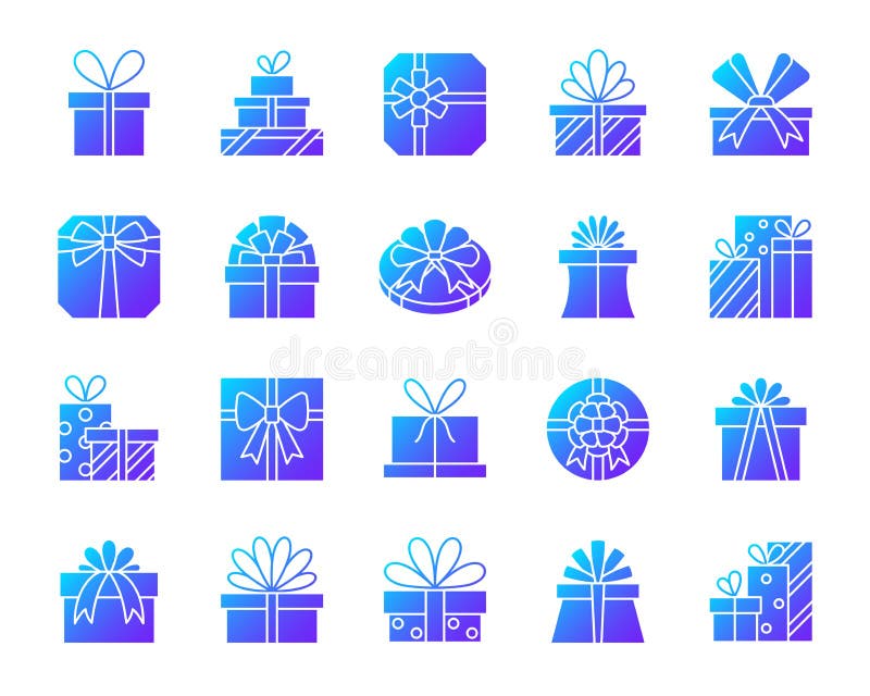 Gift Simple Gradient Icons Vector Set Stock Vector - Illustration of ...