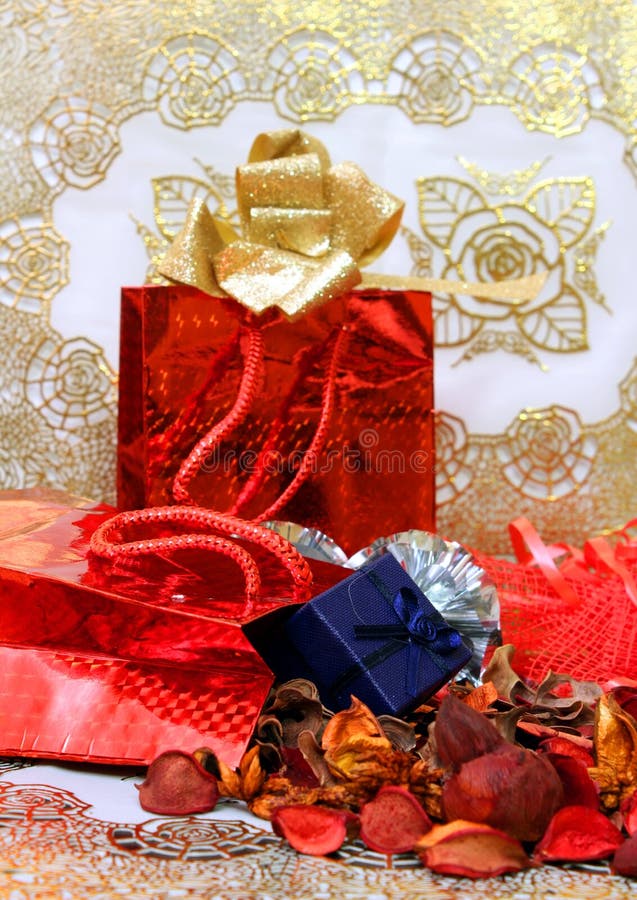 Gift stock photo. Image of decorations, golden, packs - 34348806