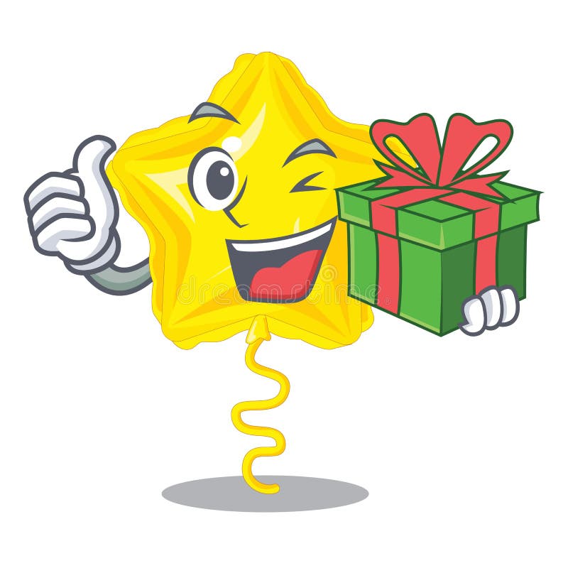 With Gift Star Balloon in the Cartoon Shape Stock Vector - Illustration ...