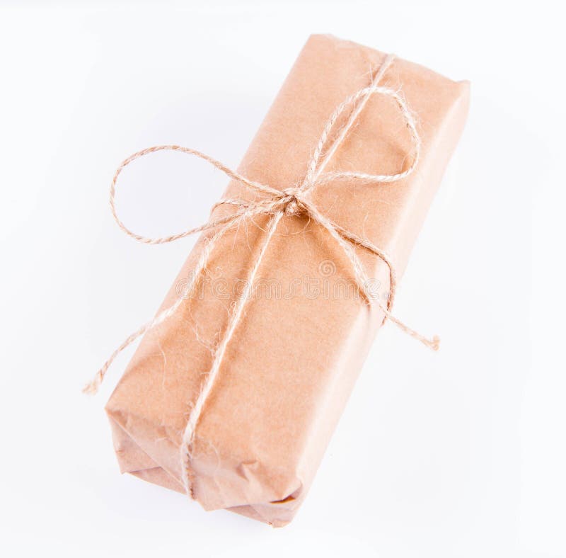 Gift with a string bow stock image. Image of christmas - 161610841