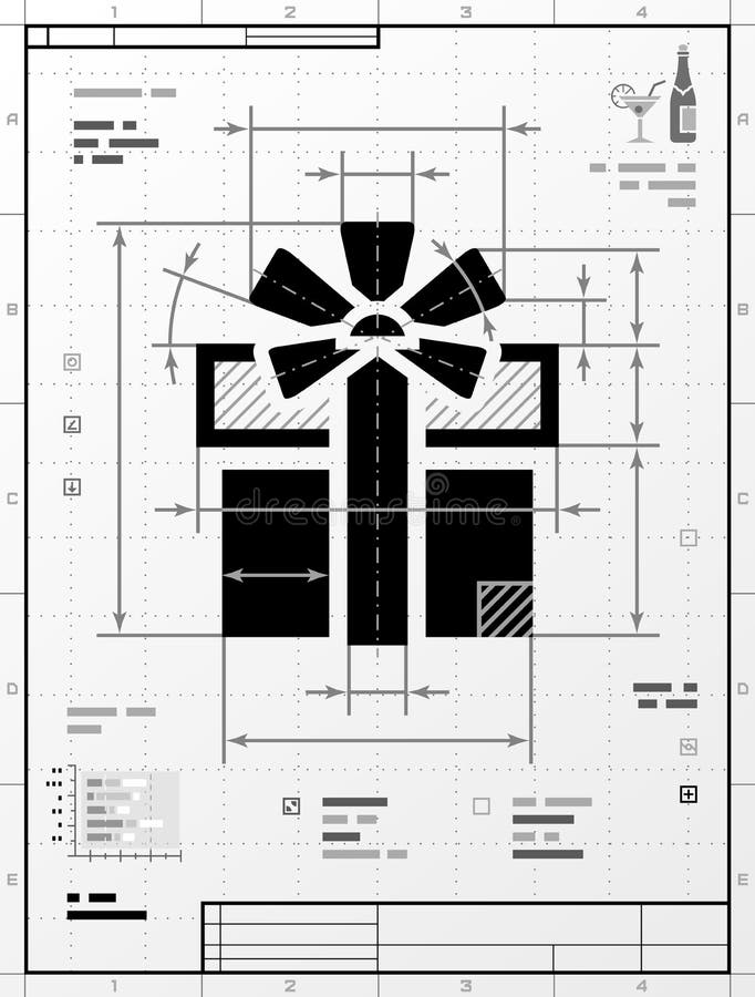 Gift Box As Technical Blueprint Drawing Stock Illustrations – 4 Gift ...
