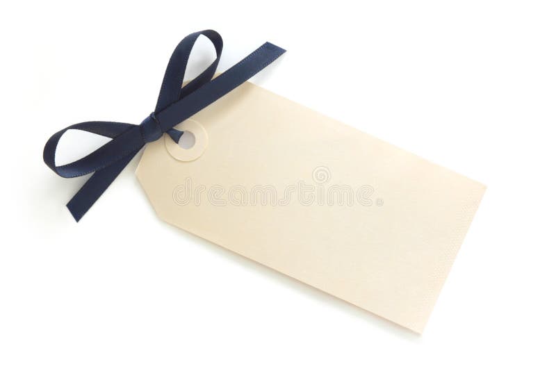 Gift Tag with Blue Bow stock photo. Image of note, celebration - 3593946