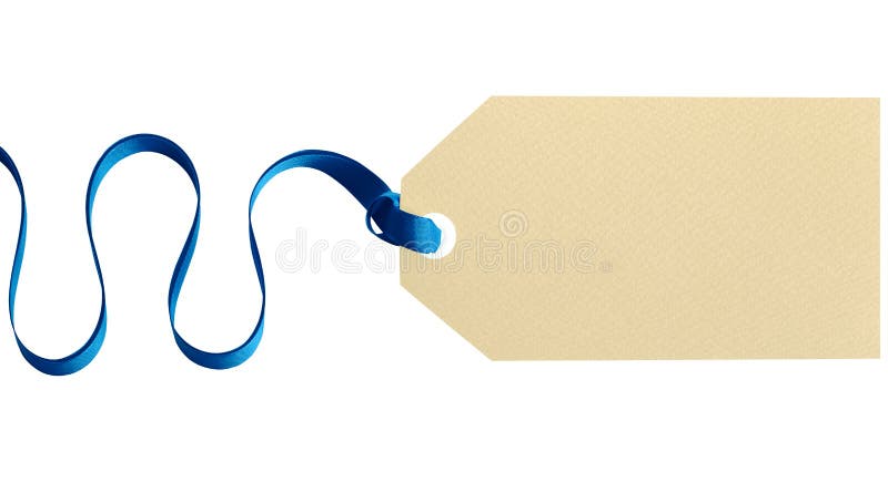Gift Tag with Blue Ribbon Isolated on White Background Stock Image ...