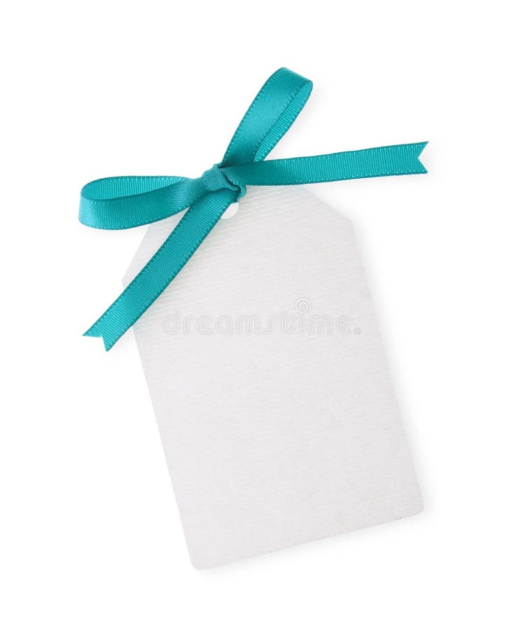 White Gift Tag with Orange Ribbon Bow Stock Image - Image of commercial ...