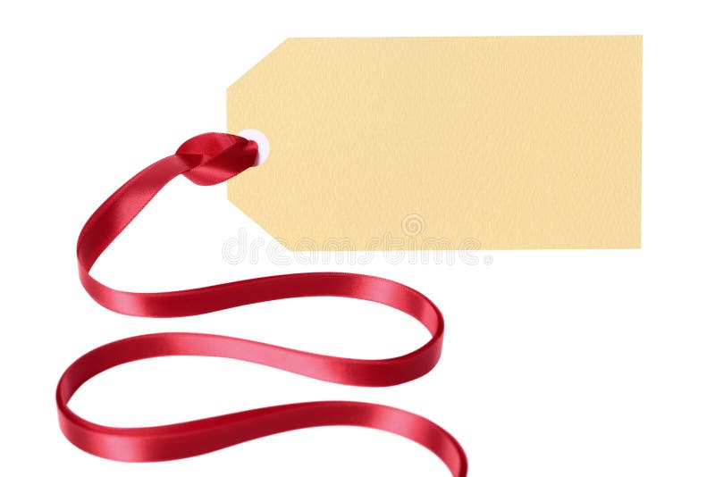 Plain Gift Tag Label Red Ribbon Isolated White Background Stock Photos ...