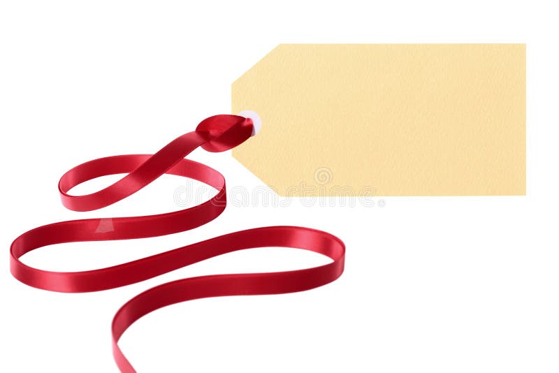 Plain Gift Tag Label Red Ribbon Isolated White Background Stock Photos ...