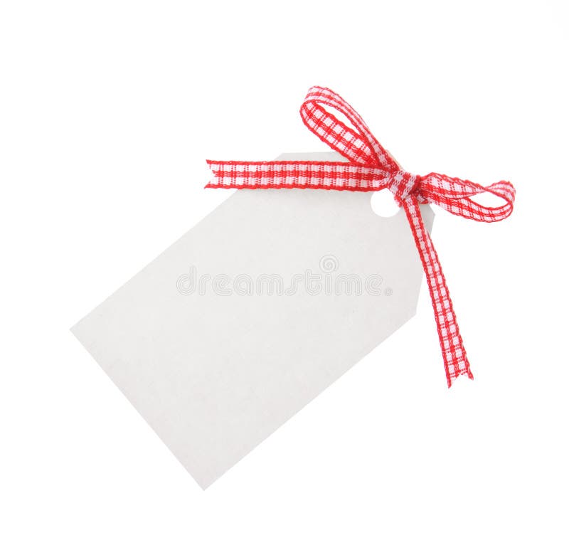 Gift Tag with Red Ribbon (Clipping Path Included) Stock Image - Image ...