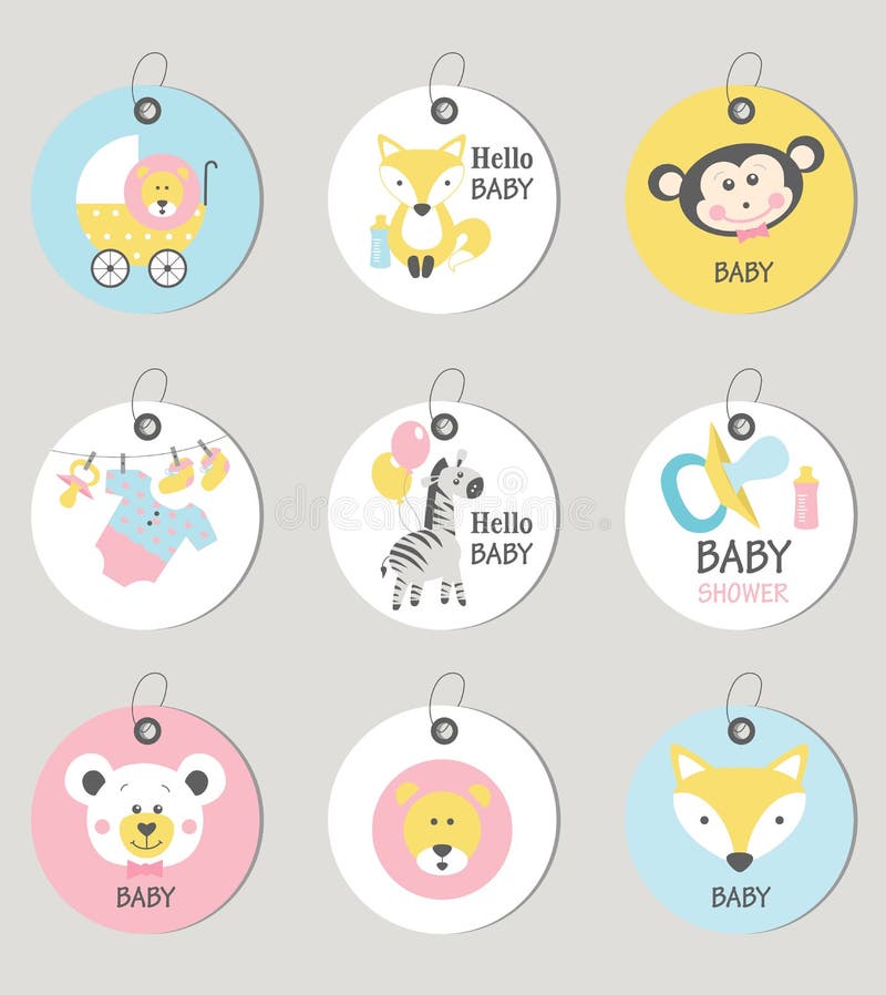 Gift Tags and Cards Baby Shower. Baby Arrival Set Stock Vector ...
