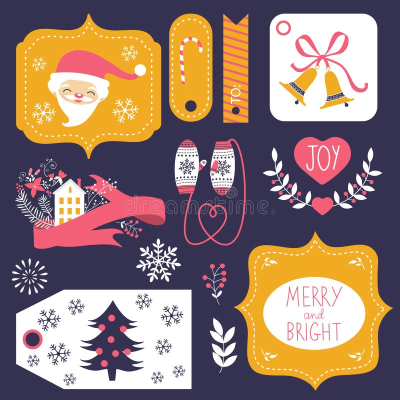 Gift Tags and Christmas Graphic Elements Stock Vector - Illustration of ...