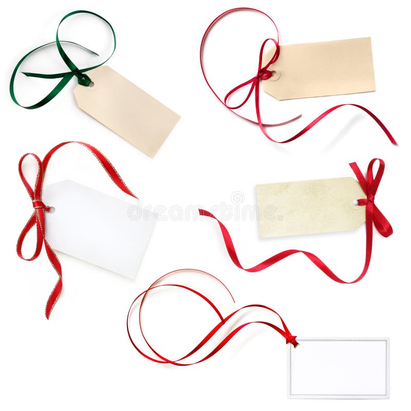 Gift Tags Collection Isolated on White Stock Photo - Image of ribbon ...
